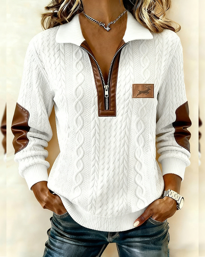 Gigi │ Cable Knit Half-Zip Sweatshirt – Laurelle New York